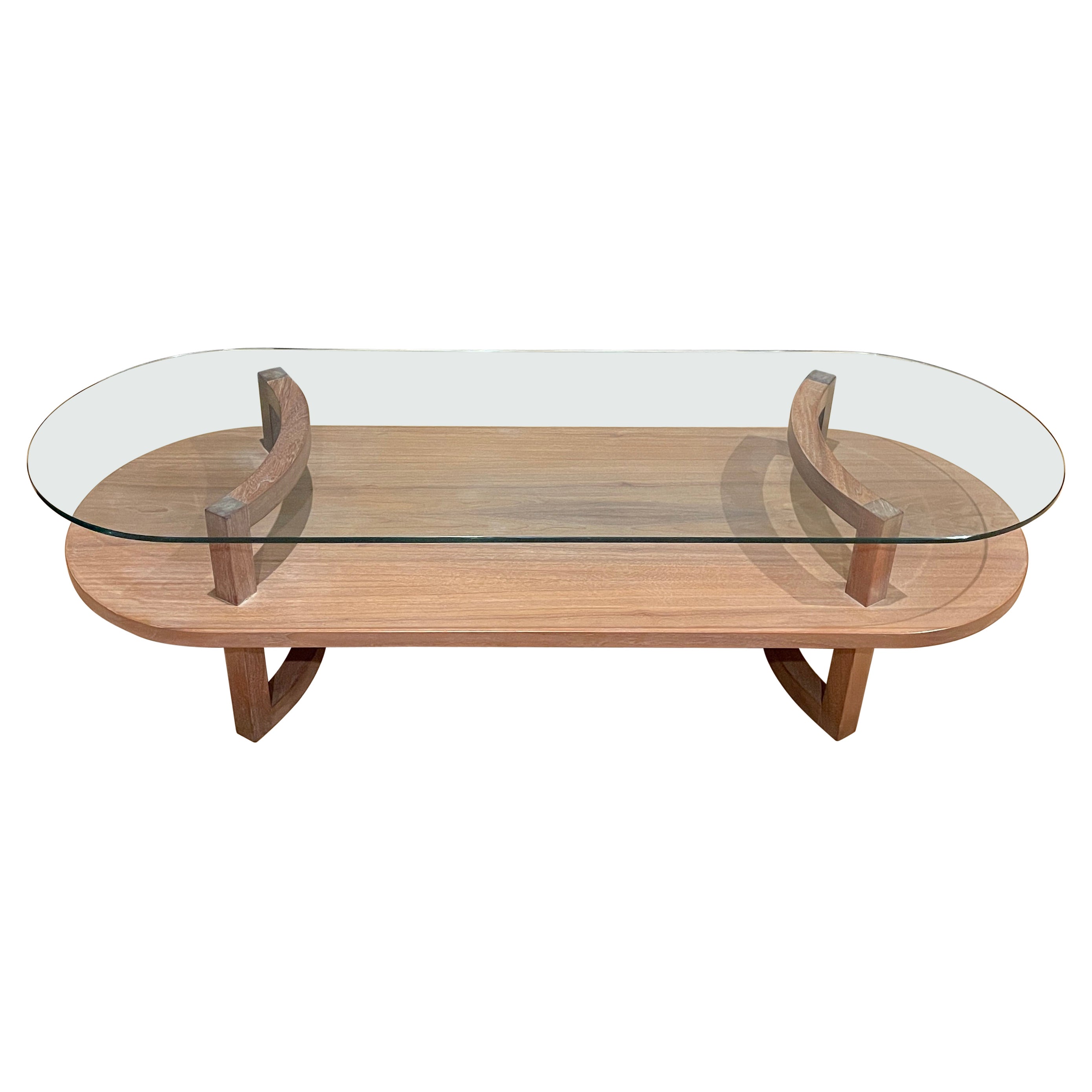 Glass Top Two Tier Modern Coffee Table at 1stDibs