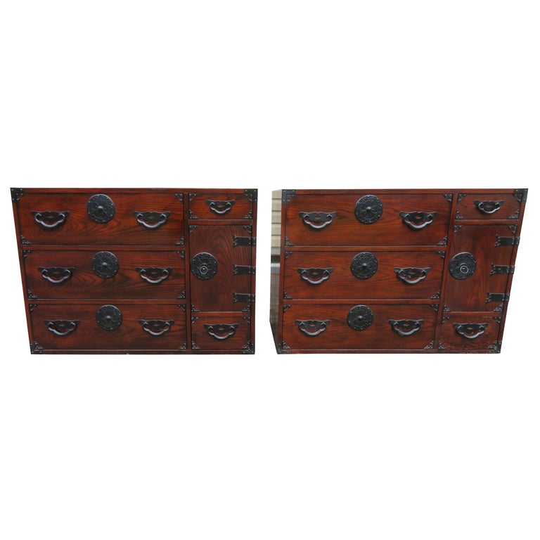Fantastic Pair Baker Modern Asian Tansu Bachelors Chest Chinoiserie Mid ...