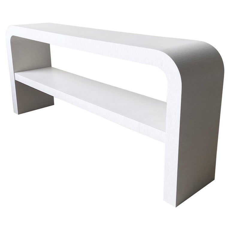 Postmodern Laminate Two Tier Waterfall Console Table For Sale at 1stDibs