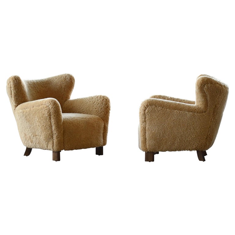 Pair of 1940's Style Classic Club or Lounge Chairs in Amber Color ...