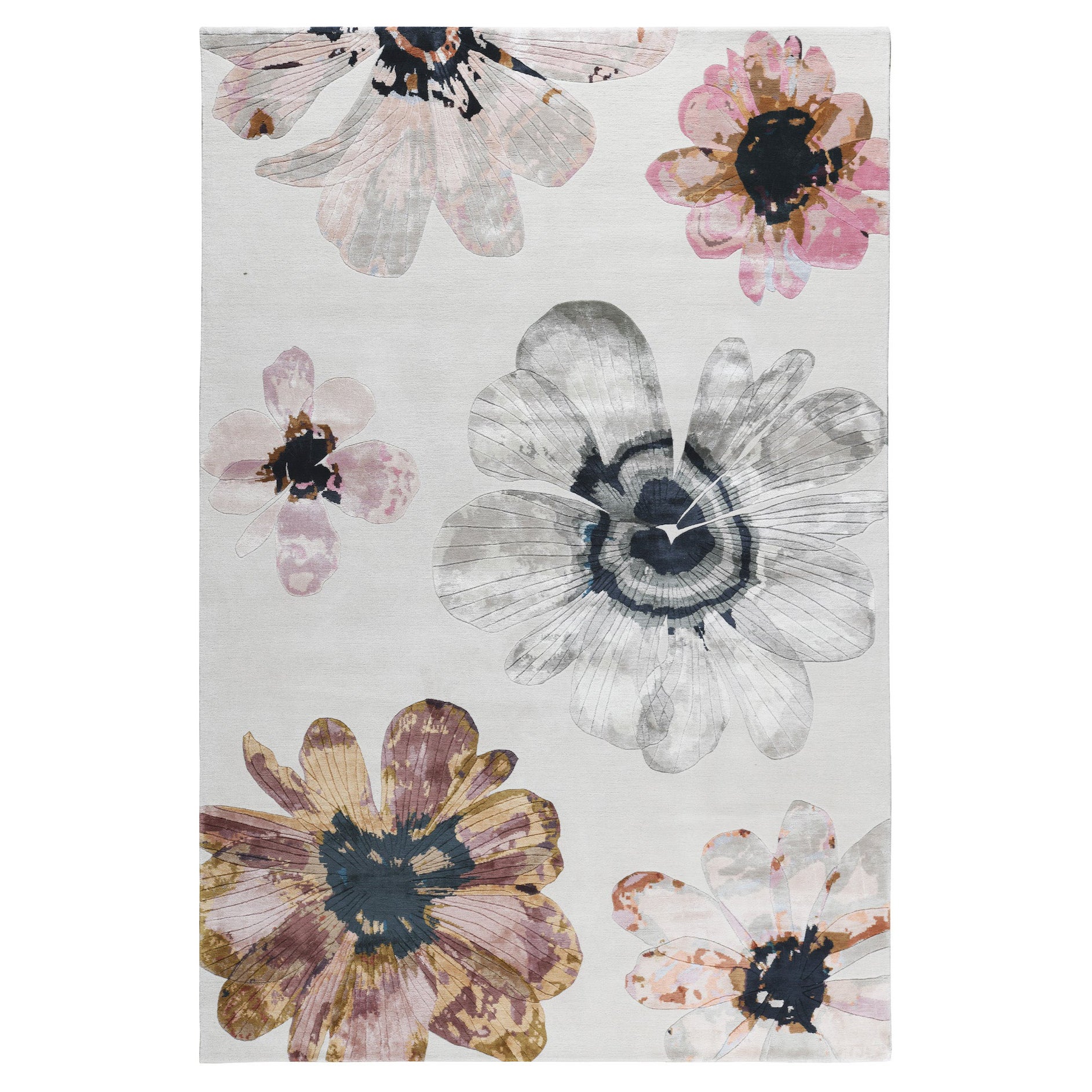 'Ekat Fashion_Pink' Hand-Knotted Tibetan Modern Ikat Rug Wool and Silk ...