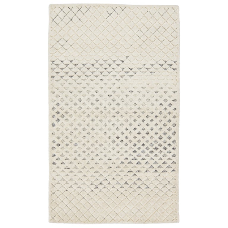 Modern Moroccan Style Ivory Handmade Custom Wool Rug For Sale at 1stDibs