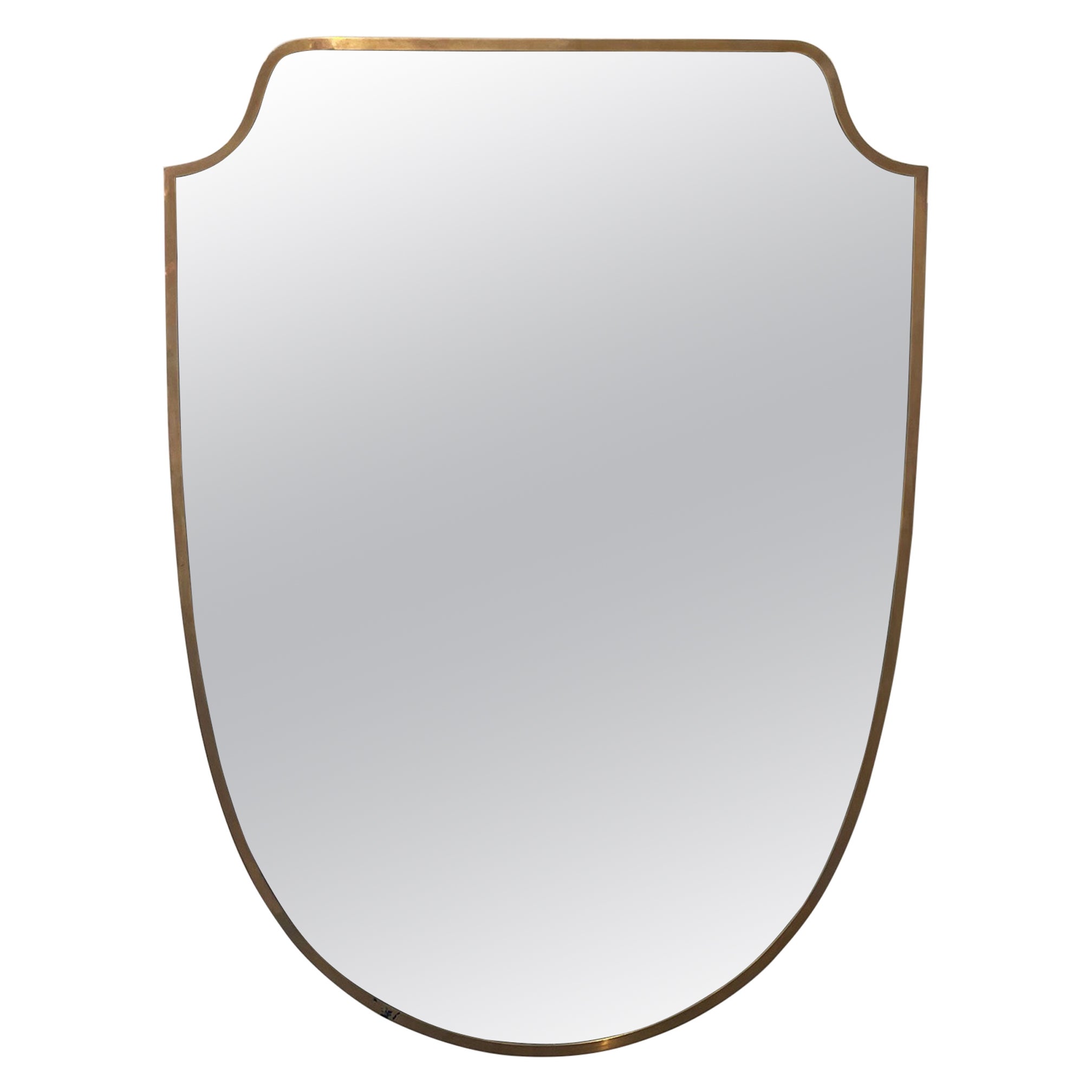 Mid-Century Brass Shield Mirror at 1stDibs