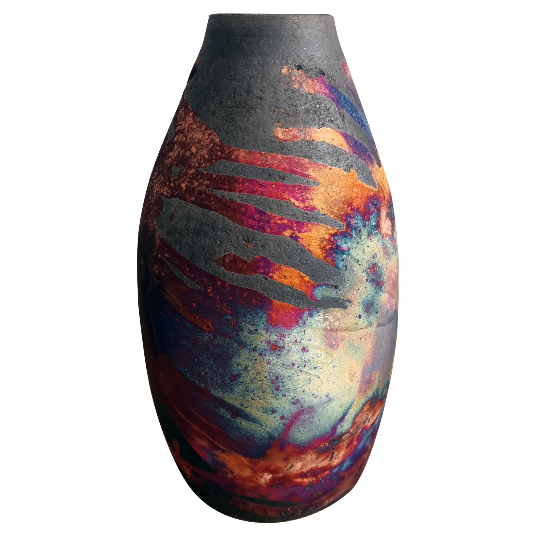 Zen Raku Pottery Vase - Half Copper Matte - Handmade Ceramic Home Decor ...