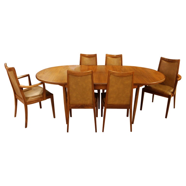 Mid-Century Modern Teak Dining Table with Six Chairs at 1stDibs