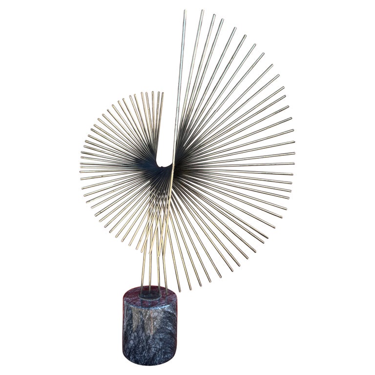 Curtis Jere Metal Rod Table Sculpture with Marble Base For Sale at ...