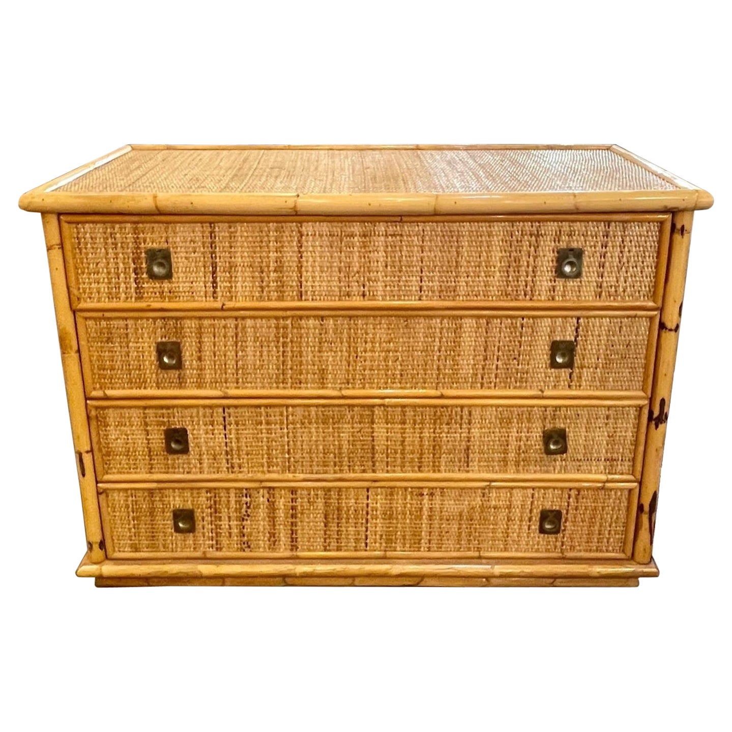 Bamboo and Grasscloth Chest of Drawers For Sale at 1stDibs