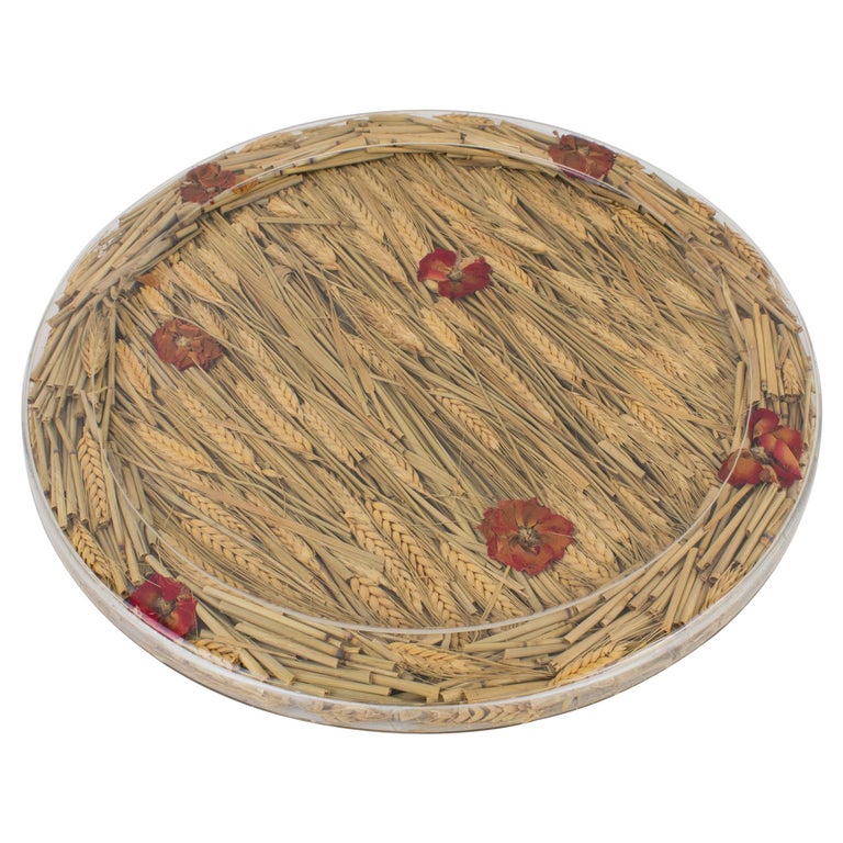 Christian Dior Tray Board Platter Lucite, Corn and Dried Flowers For ...