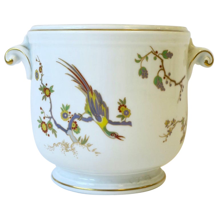 Richard Ginori Italian Porcelain Plant Cachepot Jardiniere with Bird ...