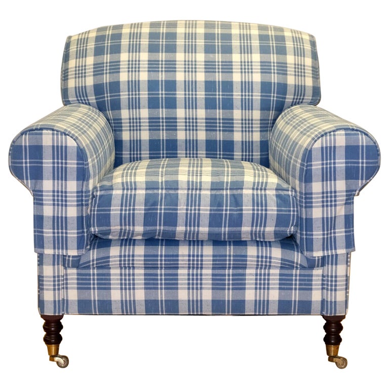 George Smith Signature Armchair Full Scroll Arms on Royal Blue Fabric ...