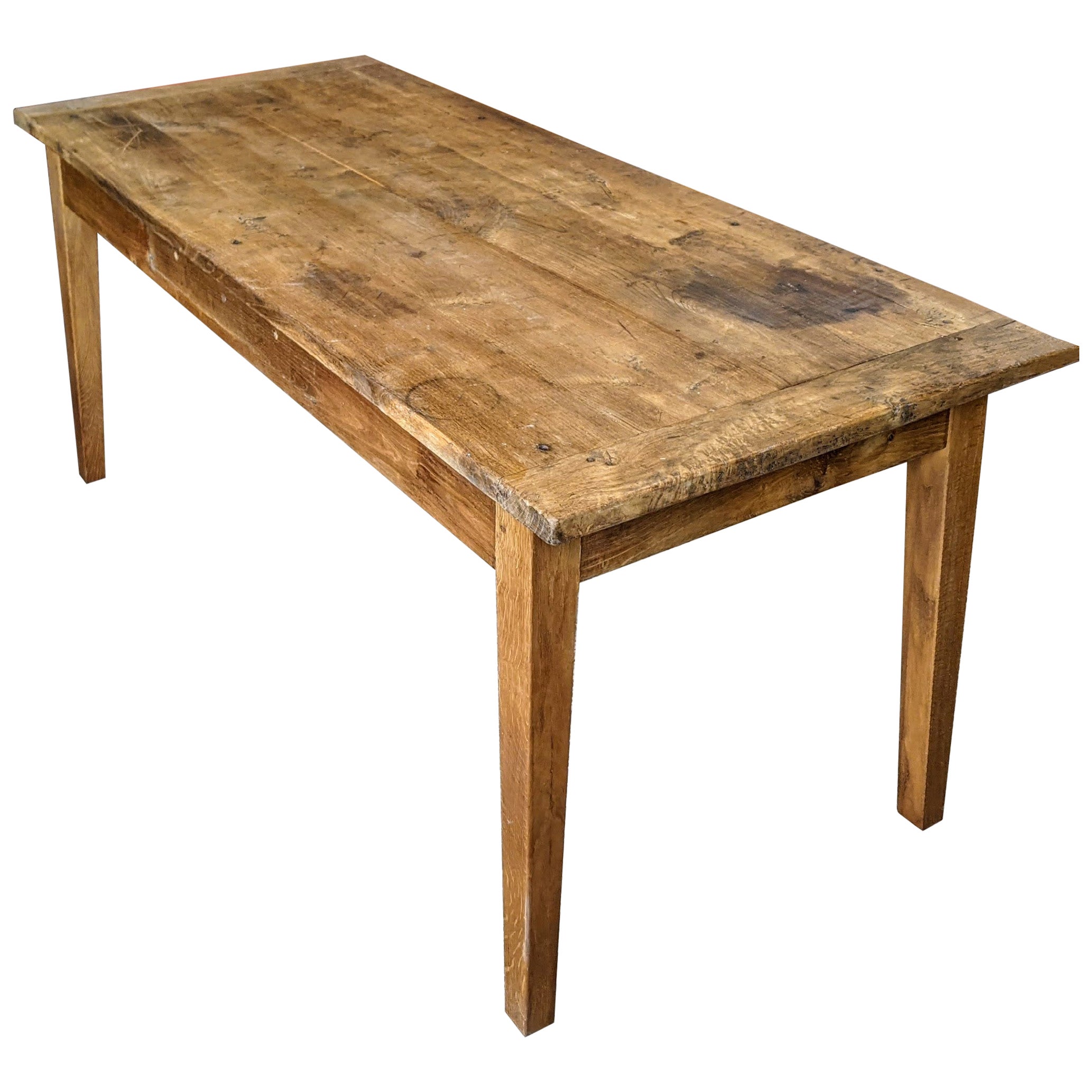 Large Rustic Oak Work Table, France, 19th Century For Sale at 1stDibs