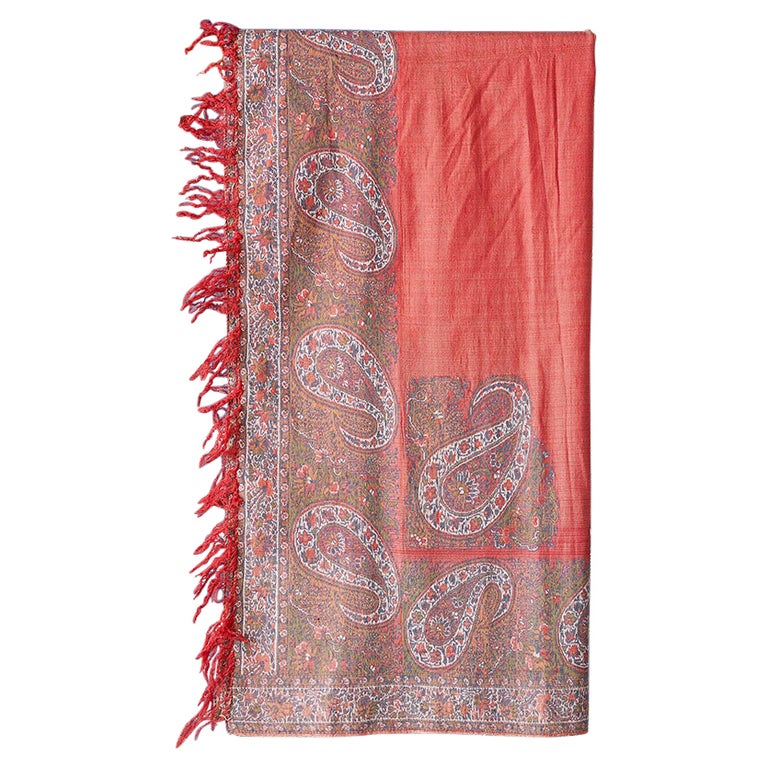 Vintage Woven Paisley Shawl in Wool and Silk, USA 19th Century For Sale ...