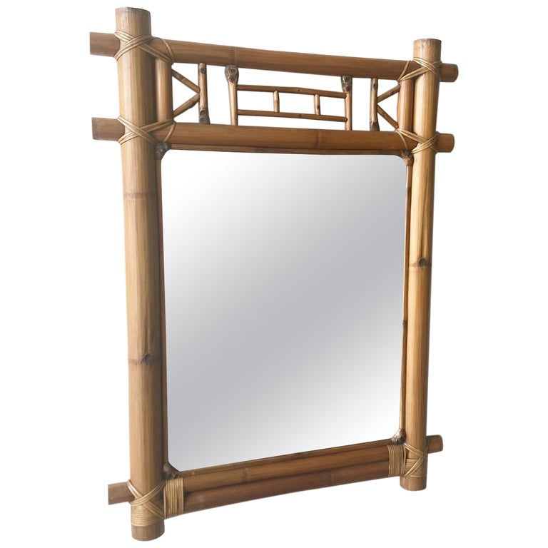 Vintage Boho Chic Bamboo Framed Mirror For Sale at 1stDibs | bamboo ...