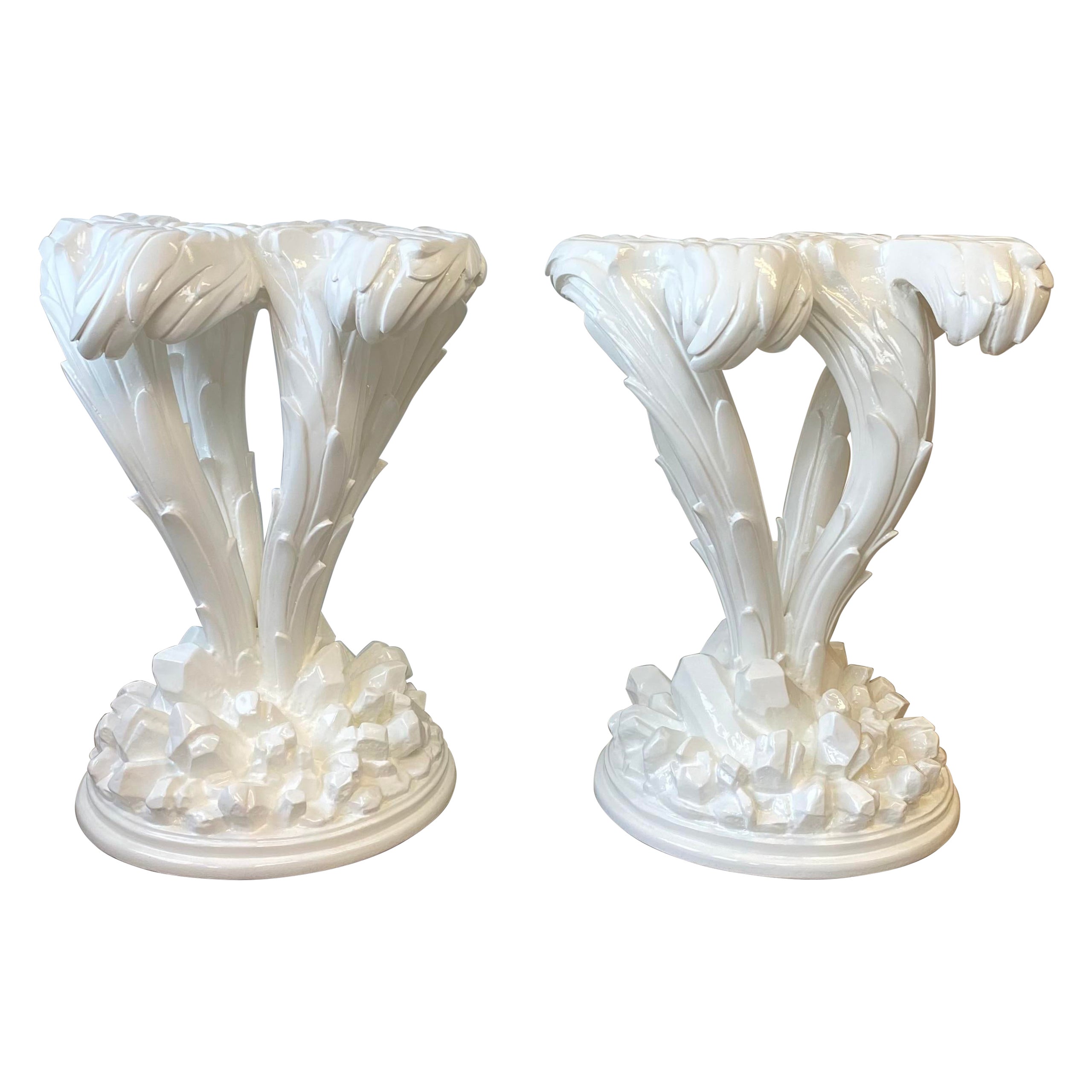 Luxe Pair of Brass Mastercraft Pedestal Table Bases at 1stDibs