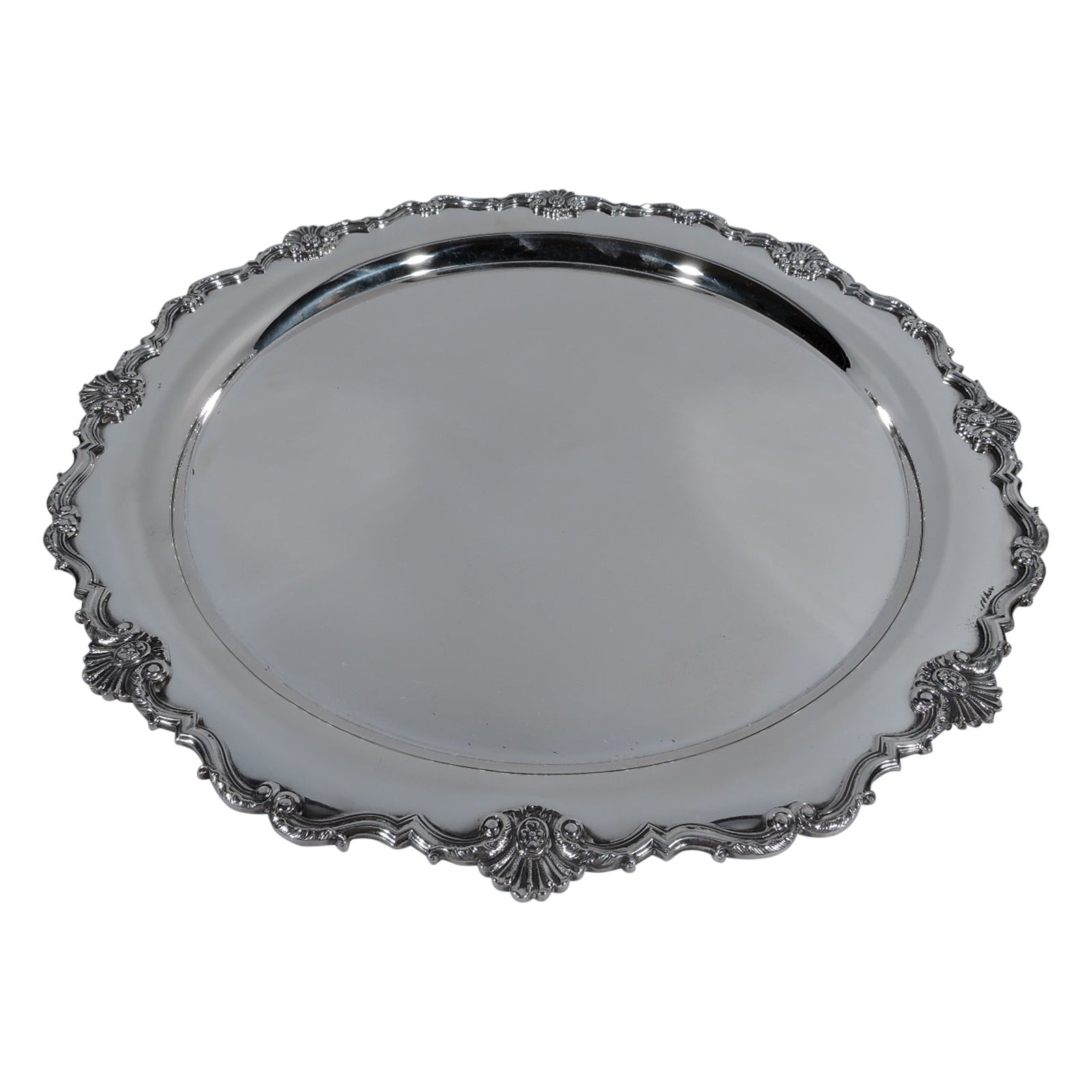 Large Frank Smith Chippendale Sterling Silver Tray with Piecrust Rim ...