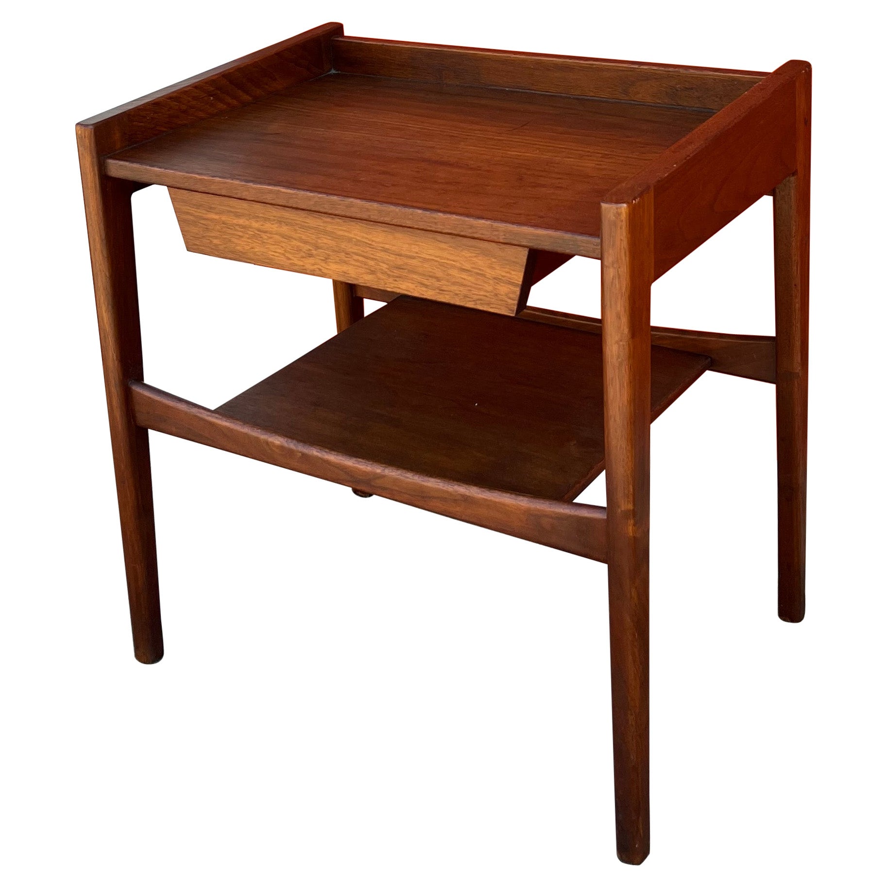 Mid-Century Walnut Stilted Jens Risom End Table / Nightstand For Sale ...