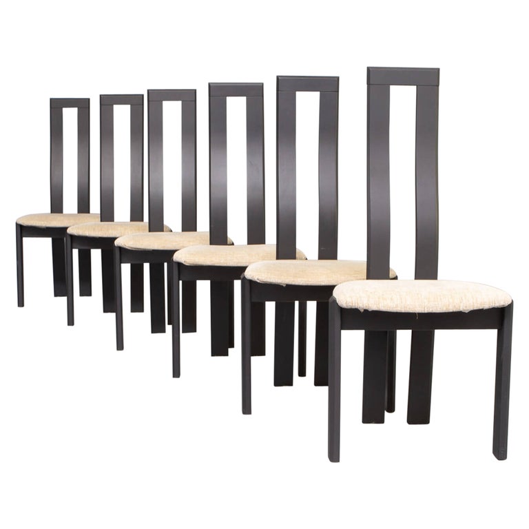 90s High Back Laminated Wood Dining Chair Set/6 For Sale at 1stDibs