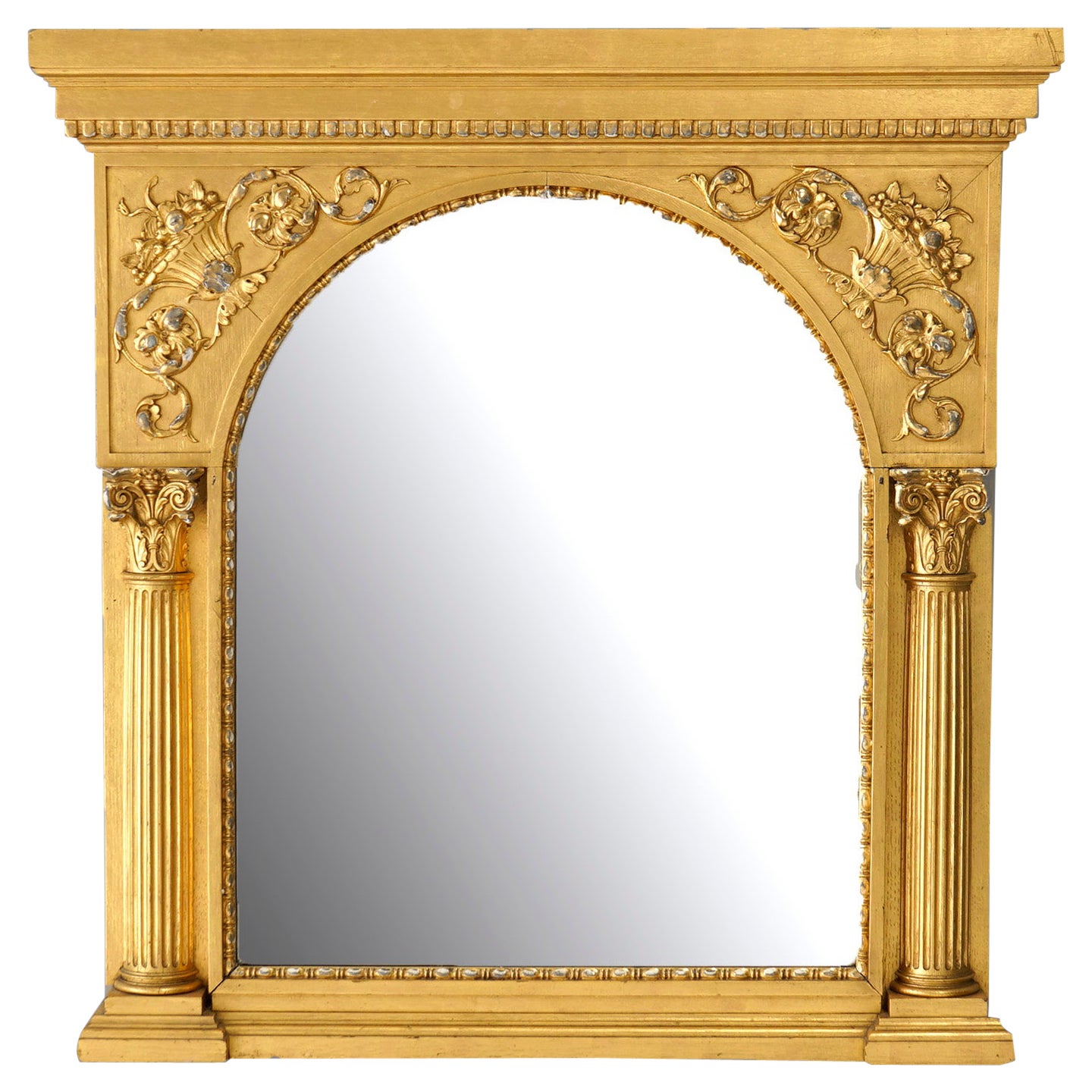 Classical Style Gold Metal Mirror with Rosette Decoration Scrolled ...
