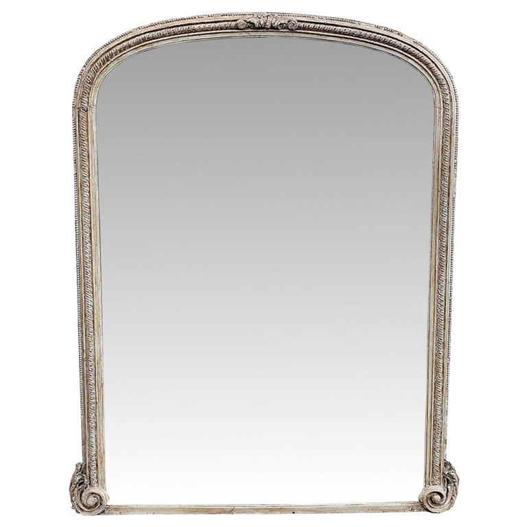 Stunning 19th Century Distress Painted Arch Top Overmantle Mirror For ...