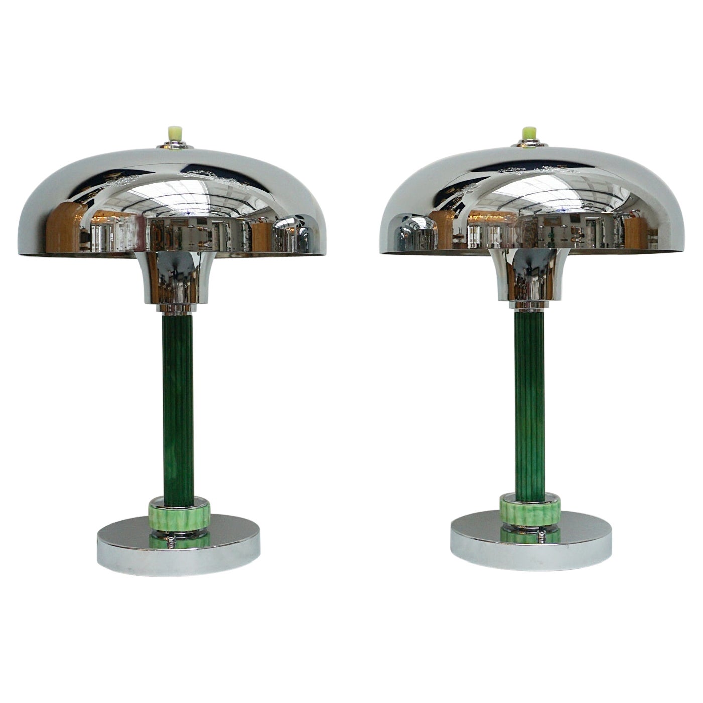Pair of Streamlined Art Deco Chrome Bullet Lamps at 1stDibs