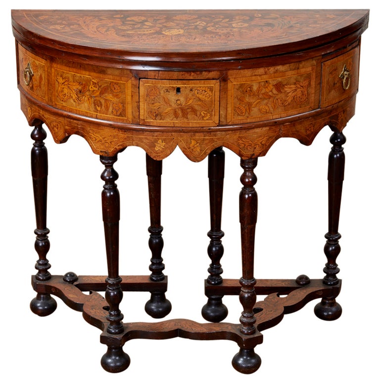 William and Mary Marquetry Card Table For Sale at 1stDibs
