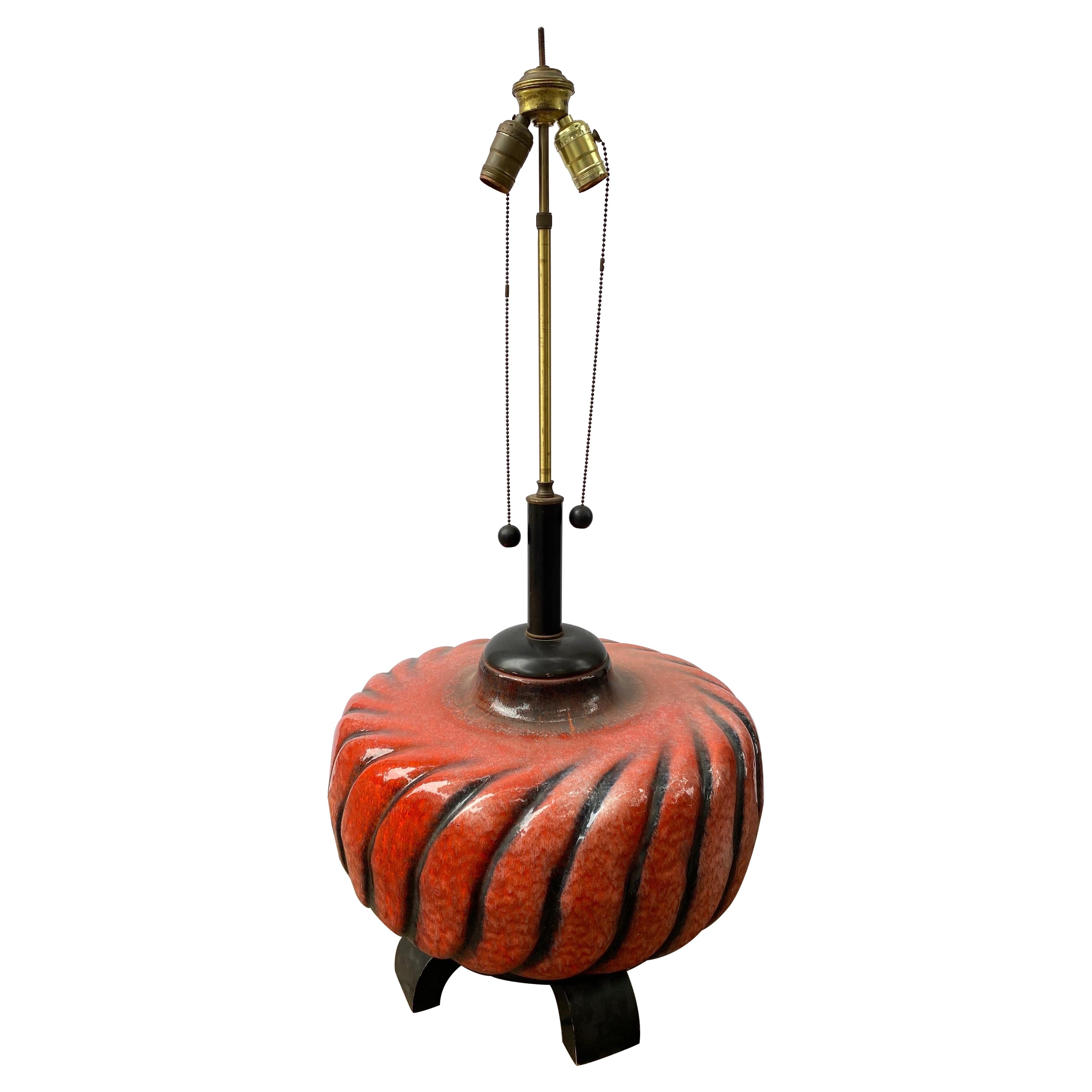 Rustic Ceramic Oversize Urn Table Lamp at 1stDibs