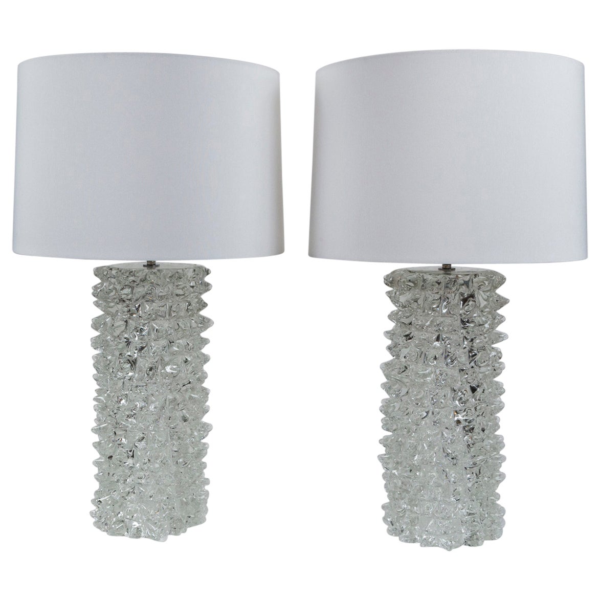 Monumental Vintage Murano Lamps in Raspberry For Sale at 1stDibs