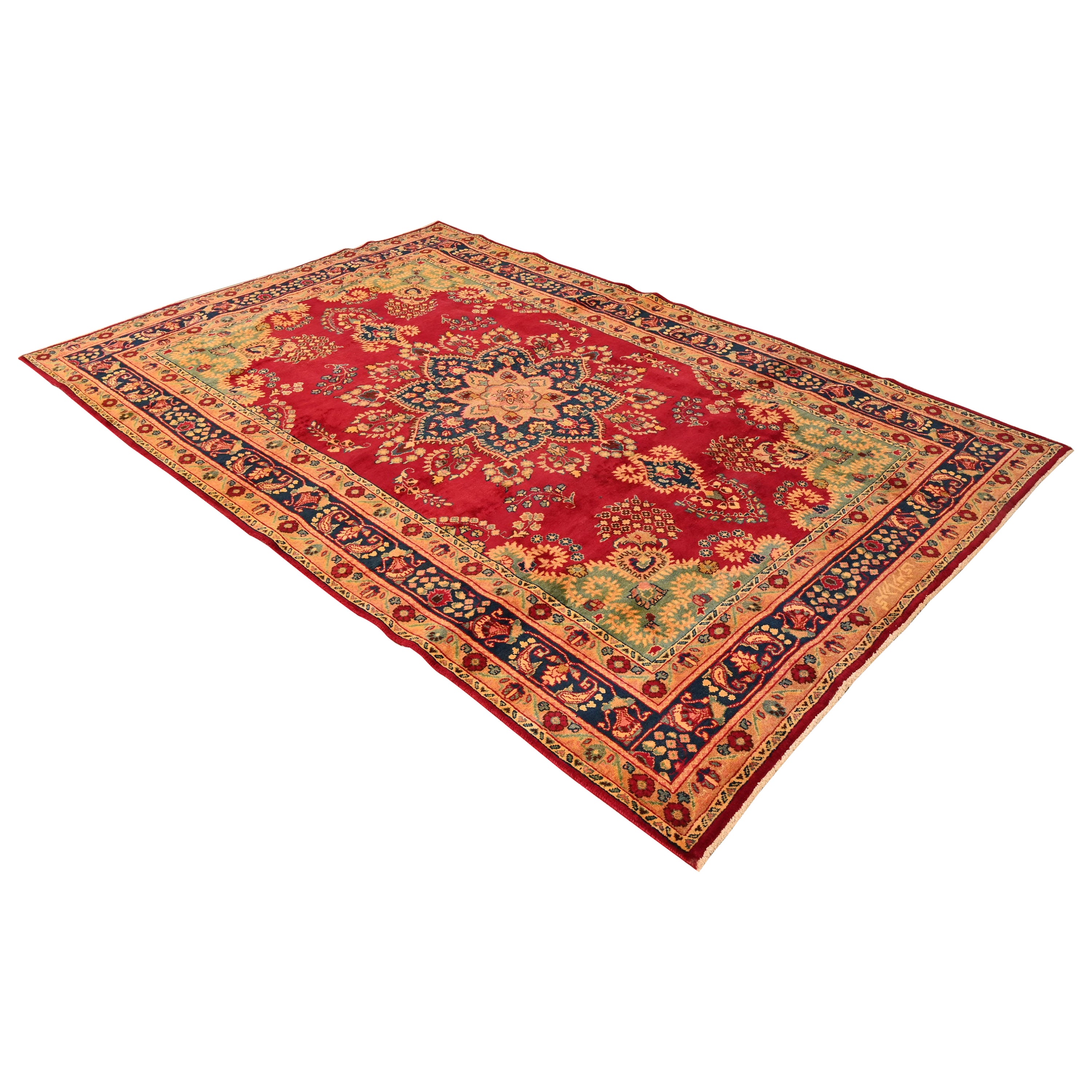 Vintage Hand-Knotted Persian Wool Area Rug - 6'3" x 9'7" at 1stDibs