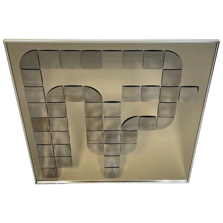 1970s Optical Art Bronzed Mirror Wall Sculpture by Hal Bienenfeld For ...