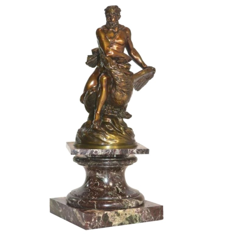 Bronze Mythological Subjects Man Raising an Eagle Xixth For Sale at 1stDibs