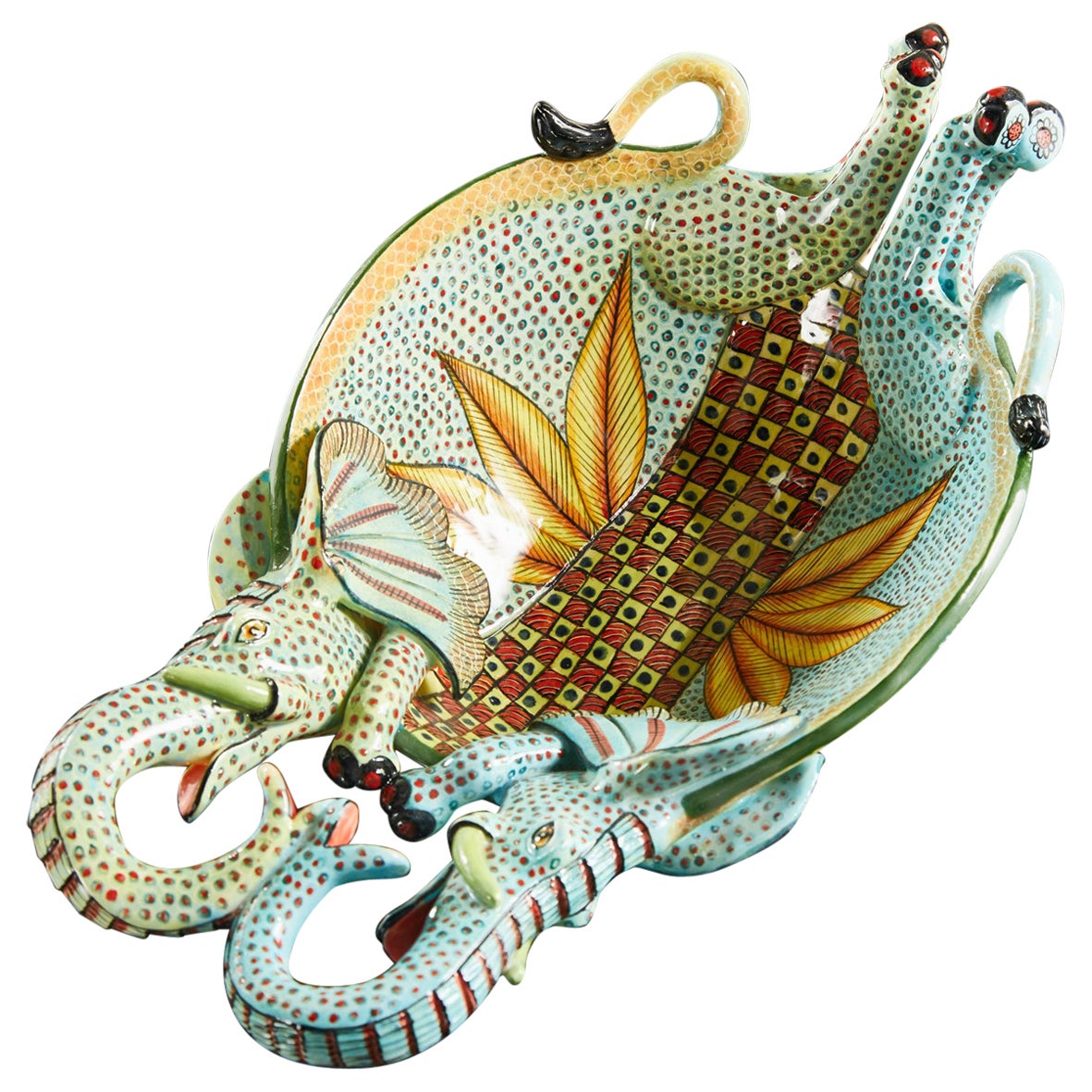 Ardmore Ceramic Elephant Center Piece For Sale at 1stDibs