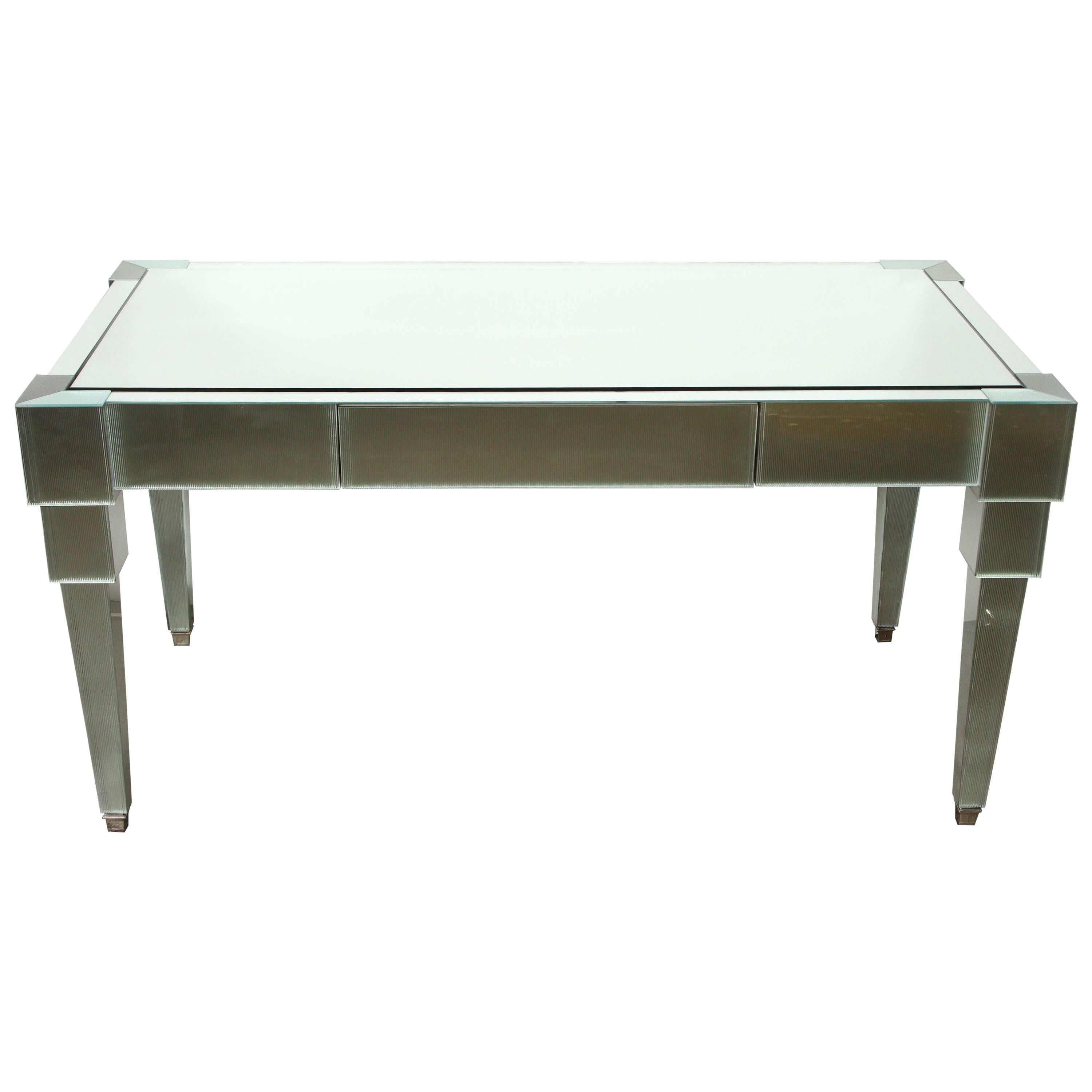 1960s Rway Gold Painted Mirrored Top Vanity Desk For Sale at 1stDibs