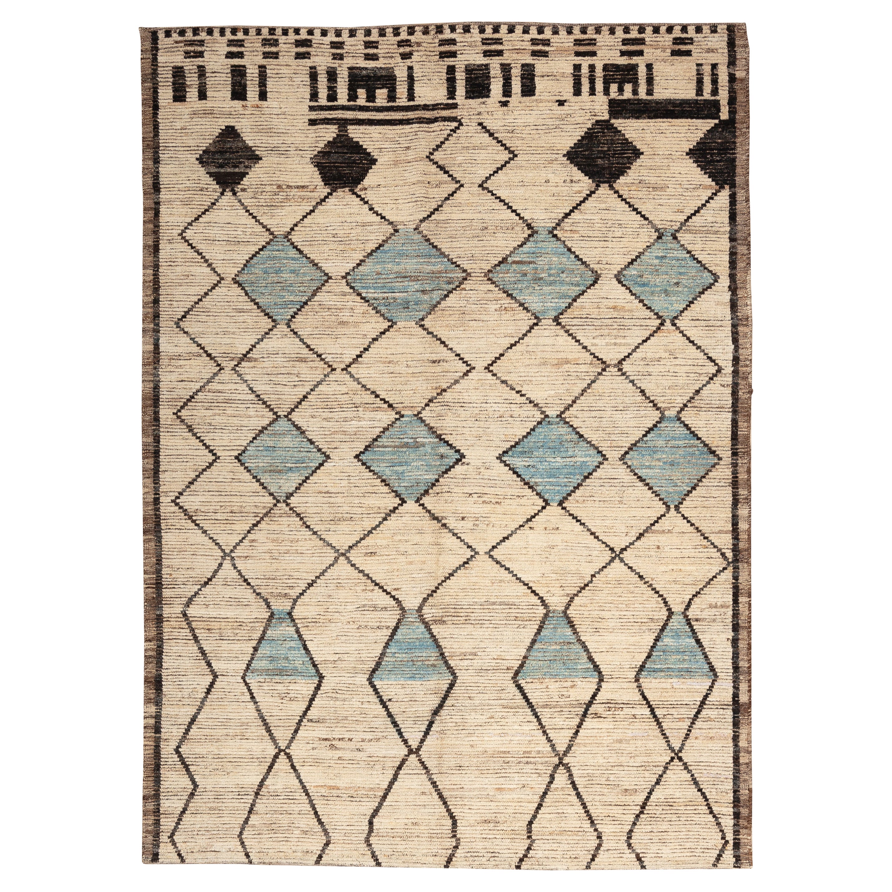 21st Century Blue Modern Moroccan Style Rug at 1stDibs