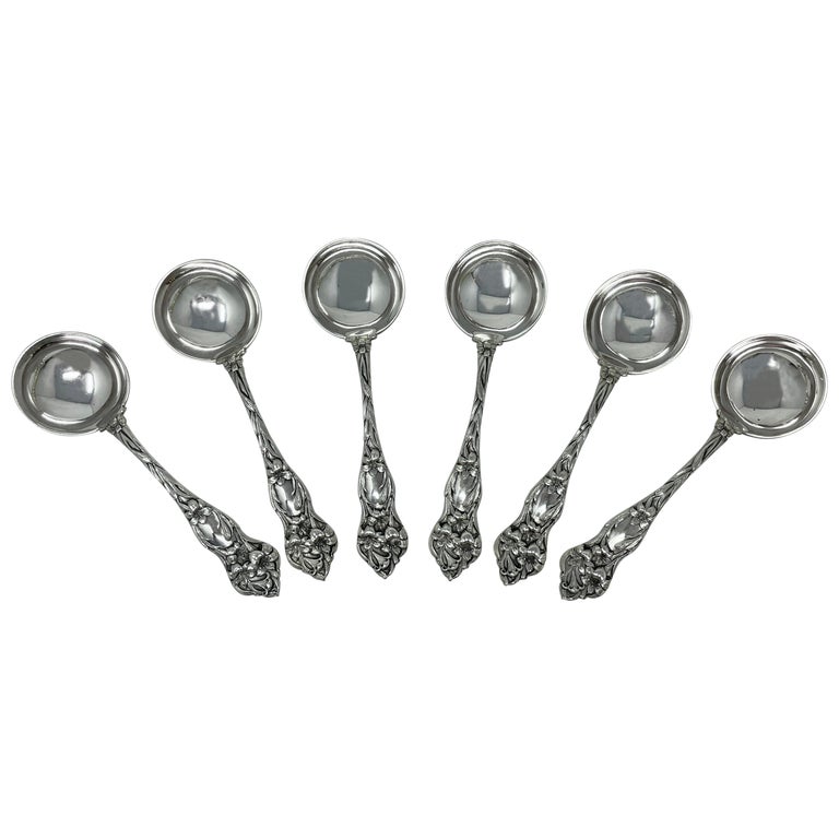 Set of 6 Antique American Sterling Silver Gumbo Spoons, Circa 1880-1890 ...