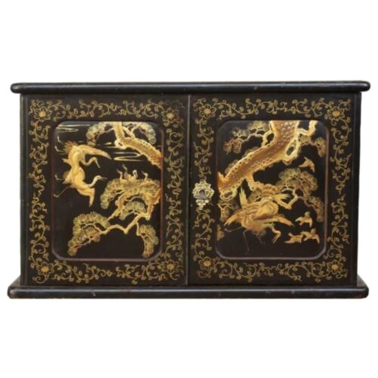19th Century Japanese Jewelry Box in Lacquer Decor with Birds For Sale ...