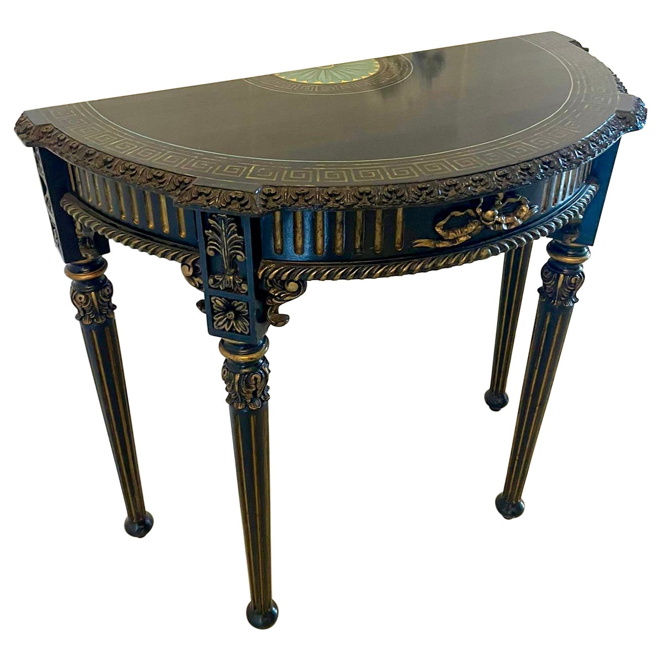 Carved Oak Hall Table, Demi Lune Table, Half Moon Table, Scotland 1920 ...