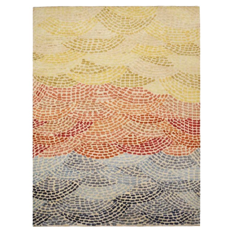 Contemporary Abstract Handmade Silk and Wool Rug For Sale at 1stDibs