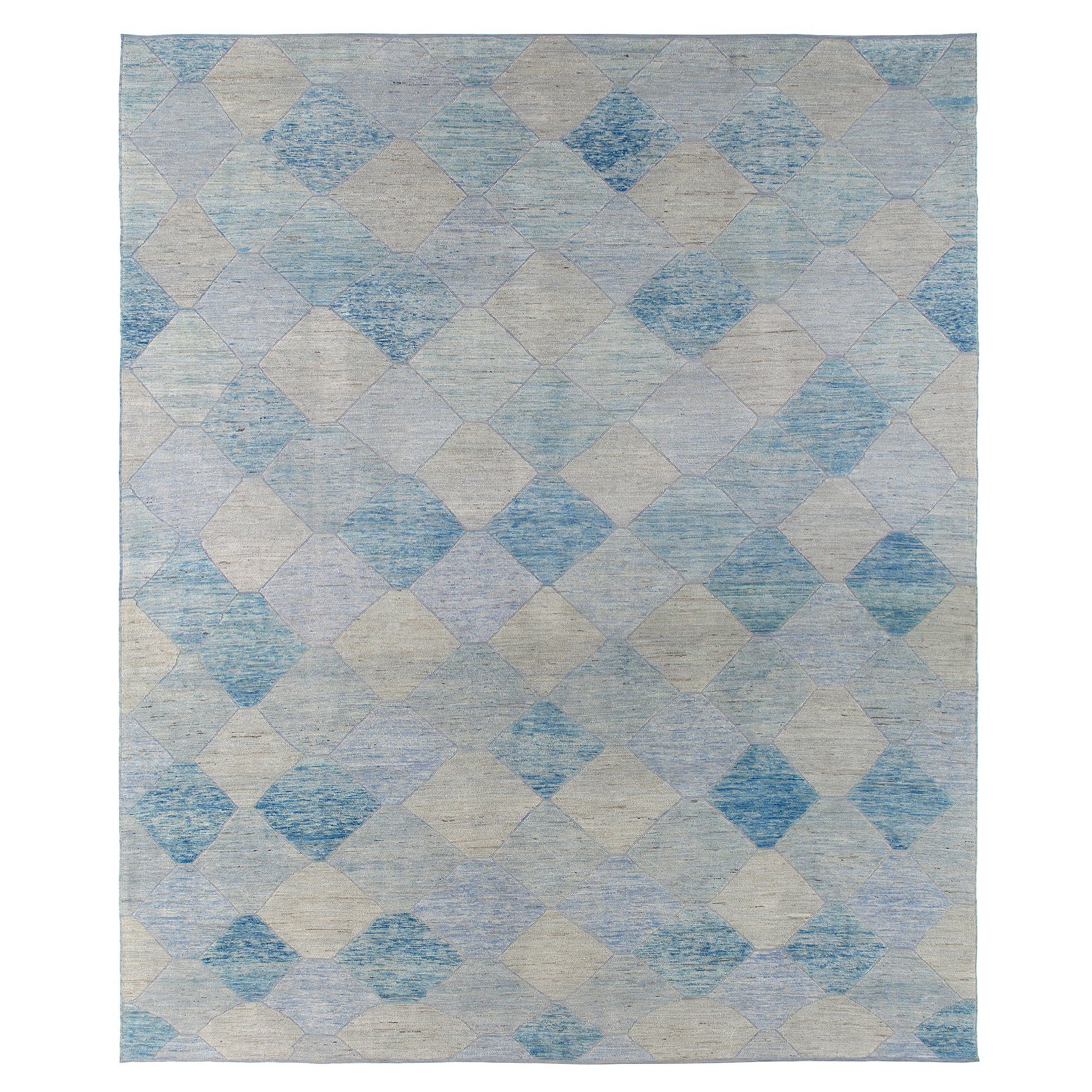 Modern Oversized Aquamarine Handknotted Wool Rug in Blue, Gray, Purple ...