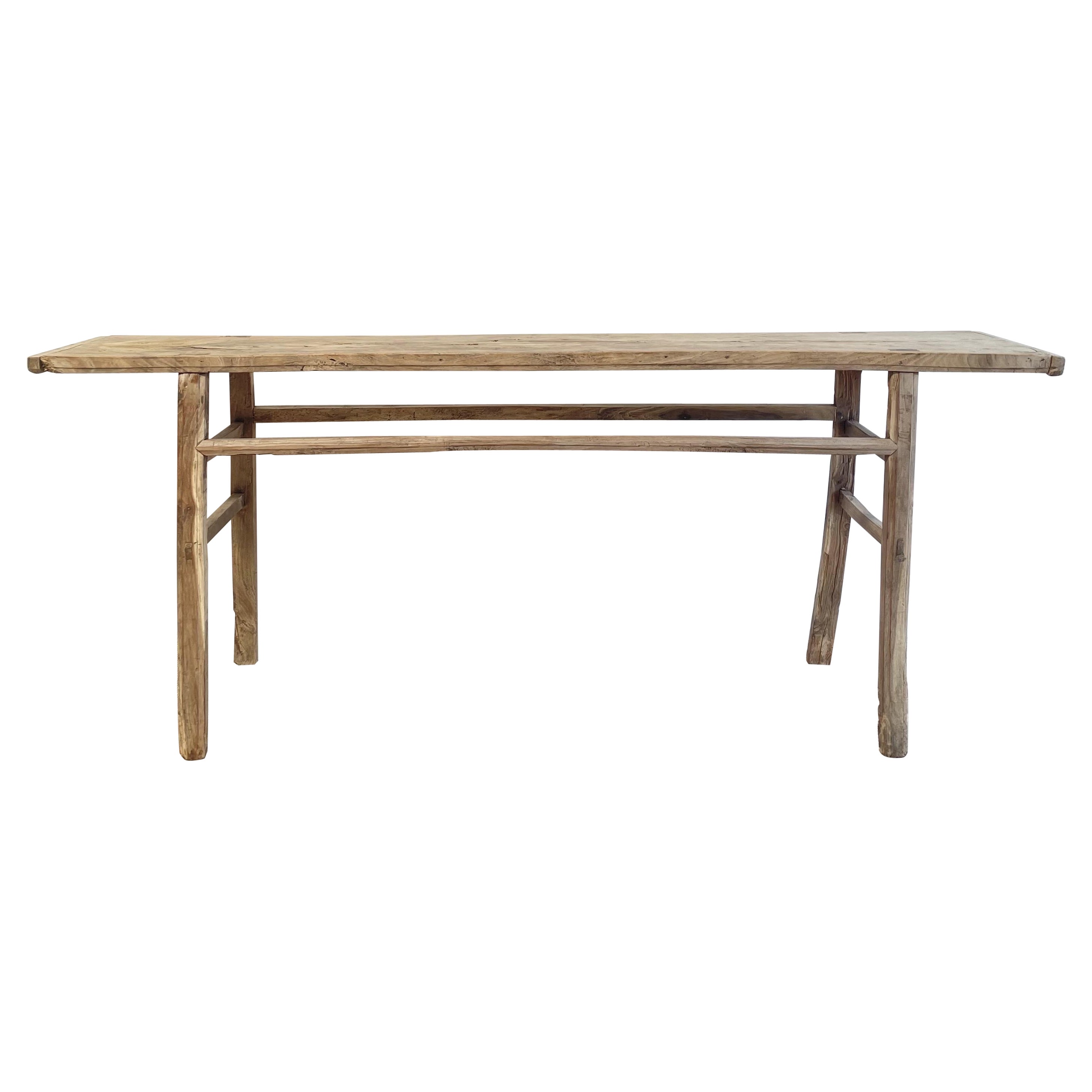 Antique Elm Wood Plank Console Table at 1stDibs