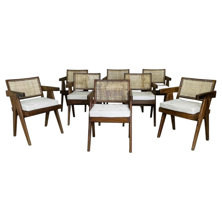 Six Authentic Pierre Jeanneret Office Arm Chairs, Mid-Century Modern ...