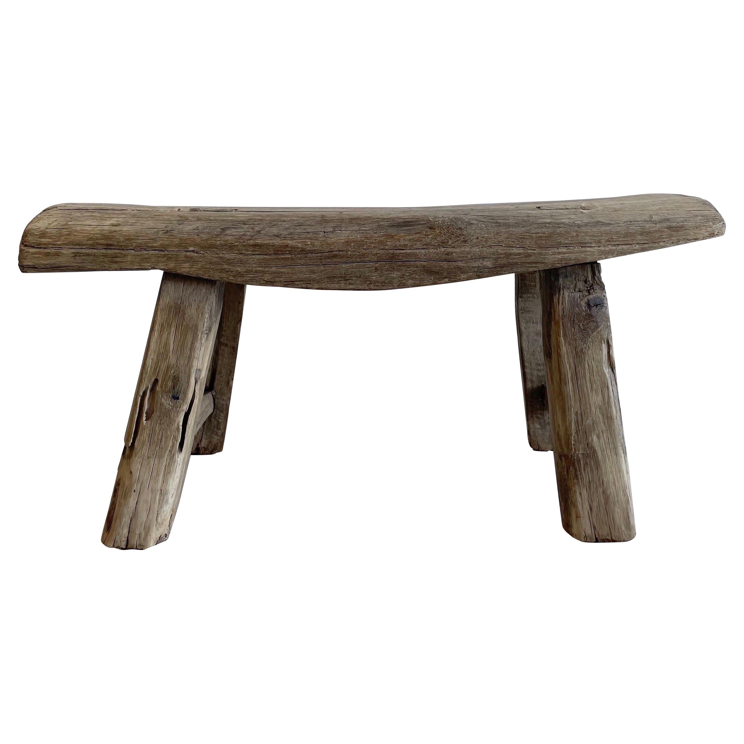 Vintage Elm Wood Mini Foot Stool at 1stDibs