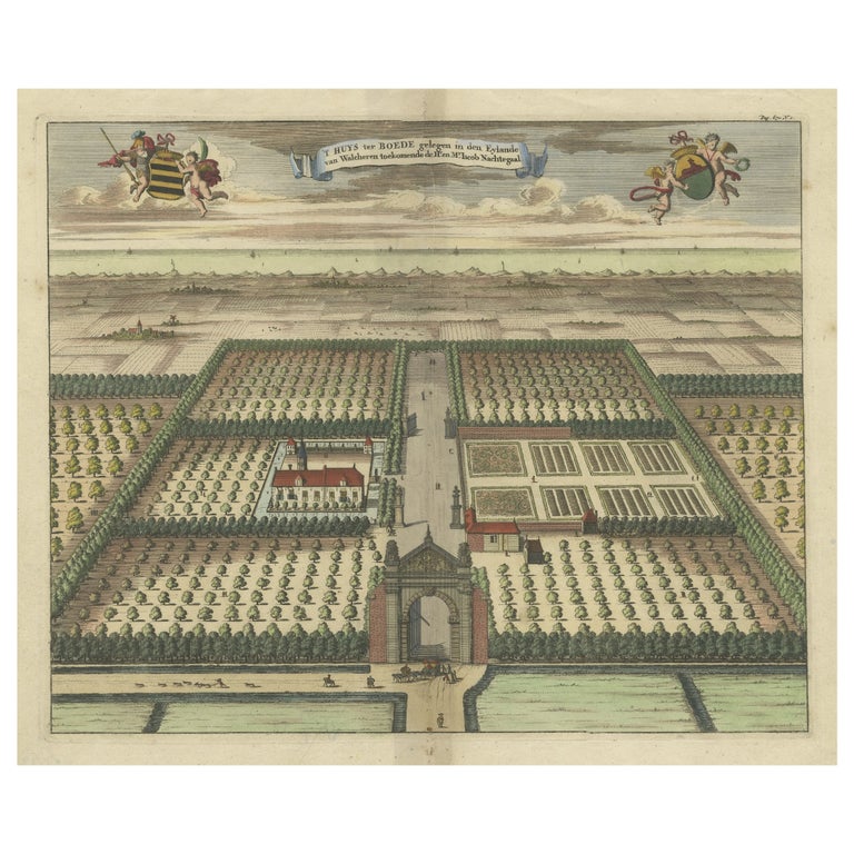 Antique Print of 'Der Boede' Estate, Koedekerke, Veere, Zeeland, The ...