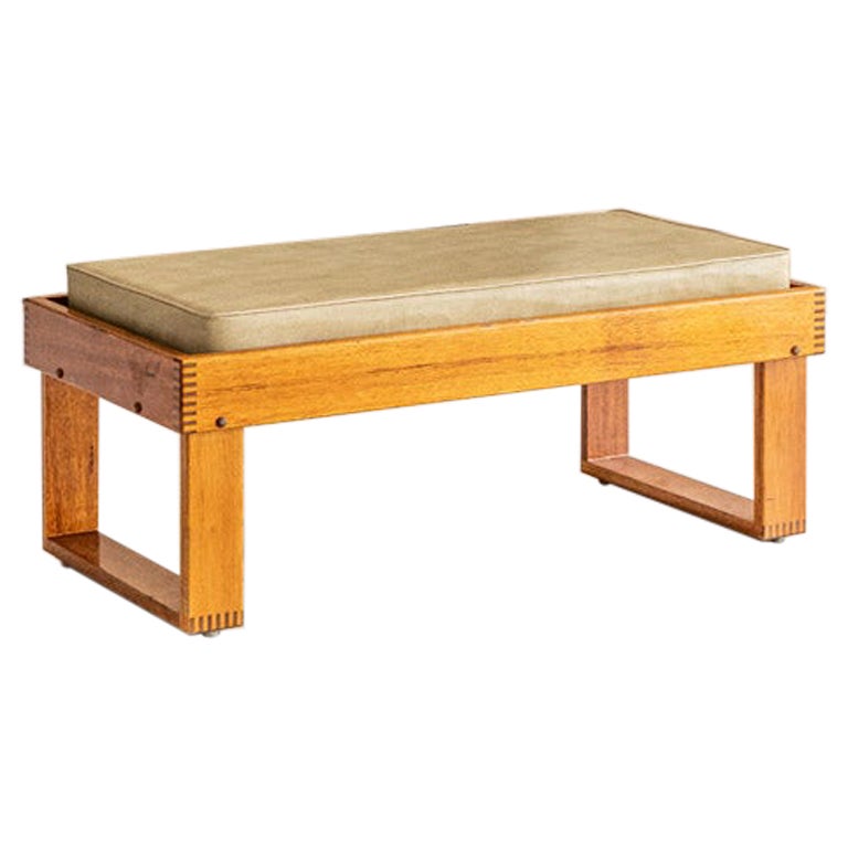 Vtg Mid Century Italian Modern Oak Wood Banquette Settee Bench After ...