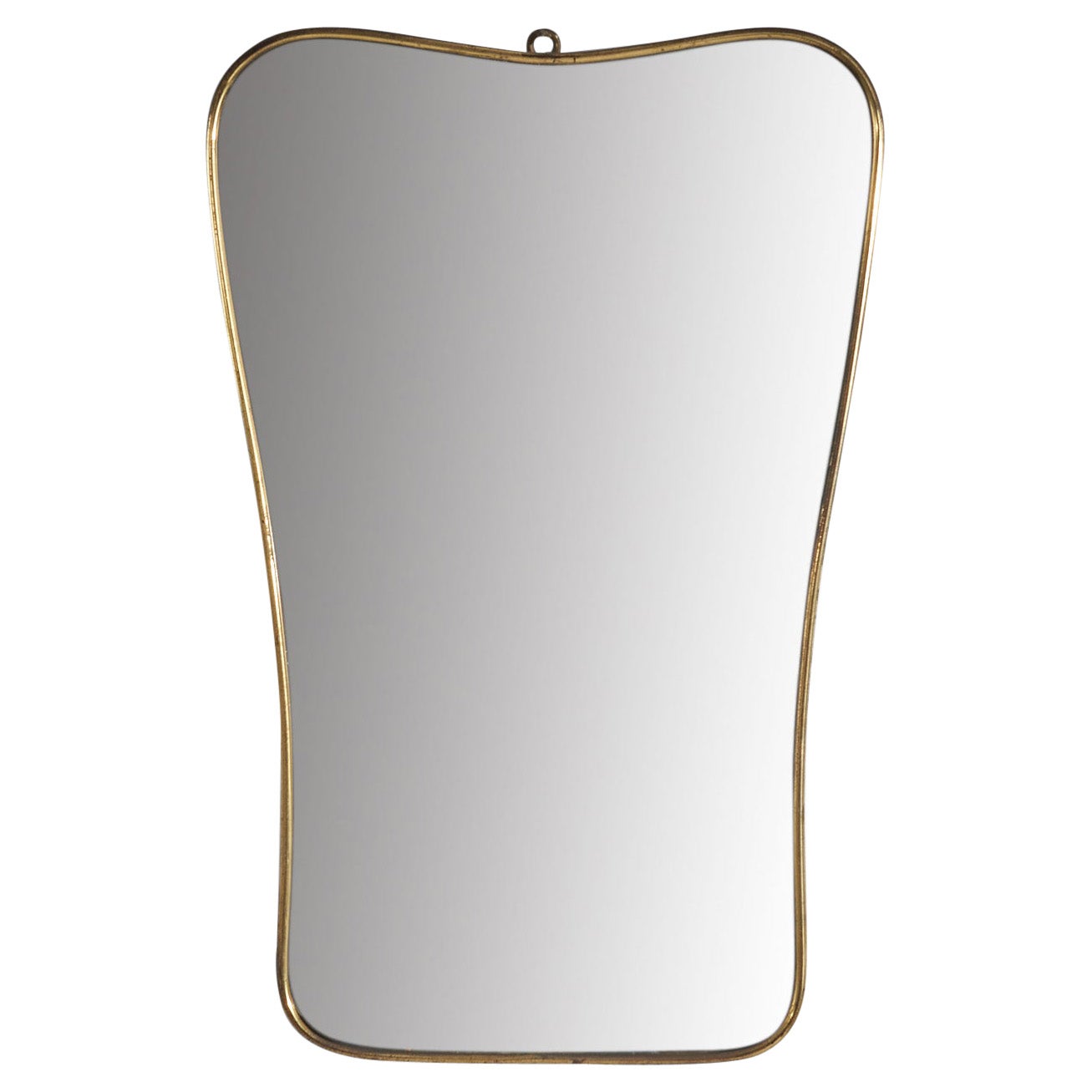 Italian Designer, Wall Mirror, Brass, Mirror Glass, Italy, c. 1950s For ...