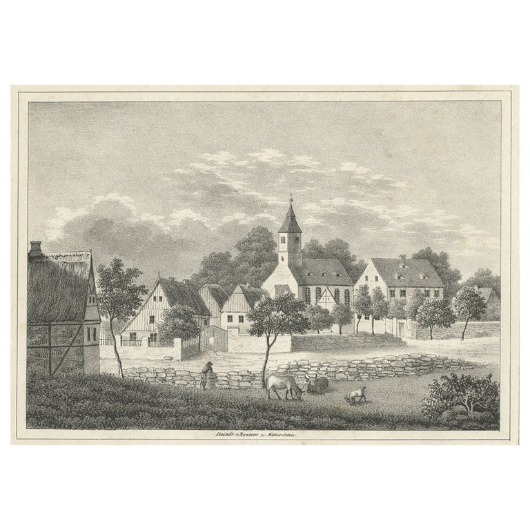 Antique Print of Großdobritz, Settlement in Niederau, Germany, c.1840 ...