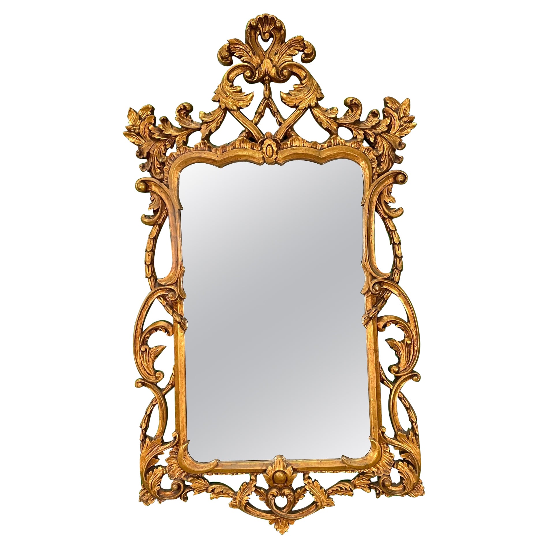 Large French Rococo Style Gold Wall Mirror with Bisque Figural Lovers ...