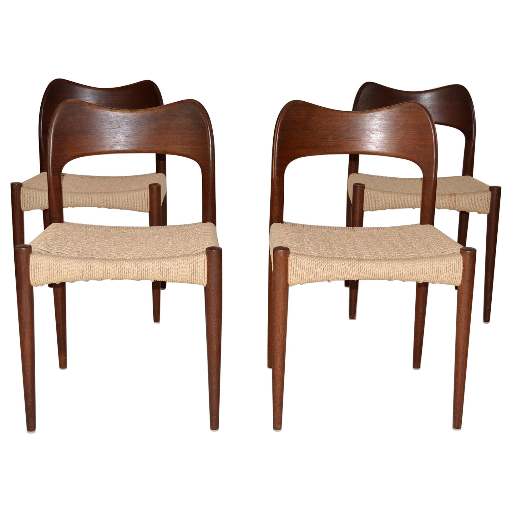 Set of Four Danish Niels Moller #71 Dining Chairs Teak Denmark 1960s ...