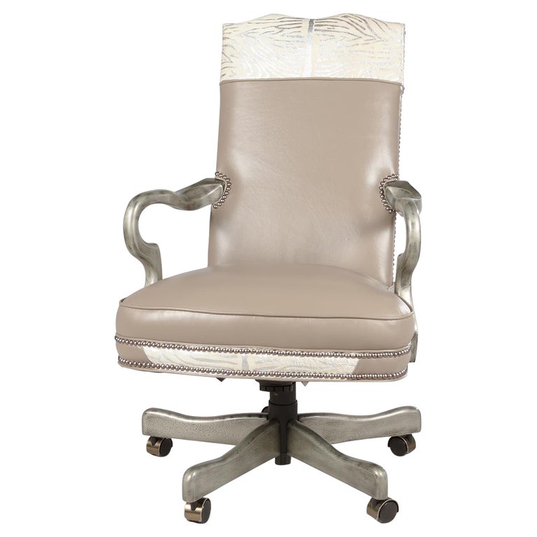 Exotic Silver Leather Office Chair For Sale at 1stDibs