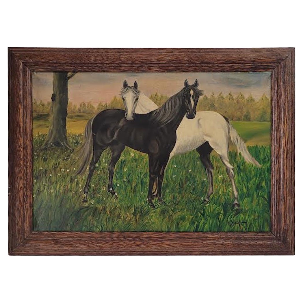 American Oil on Board Portrait of Horse, NY, James Weiland, Circa 1900 ...