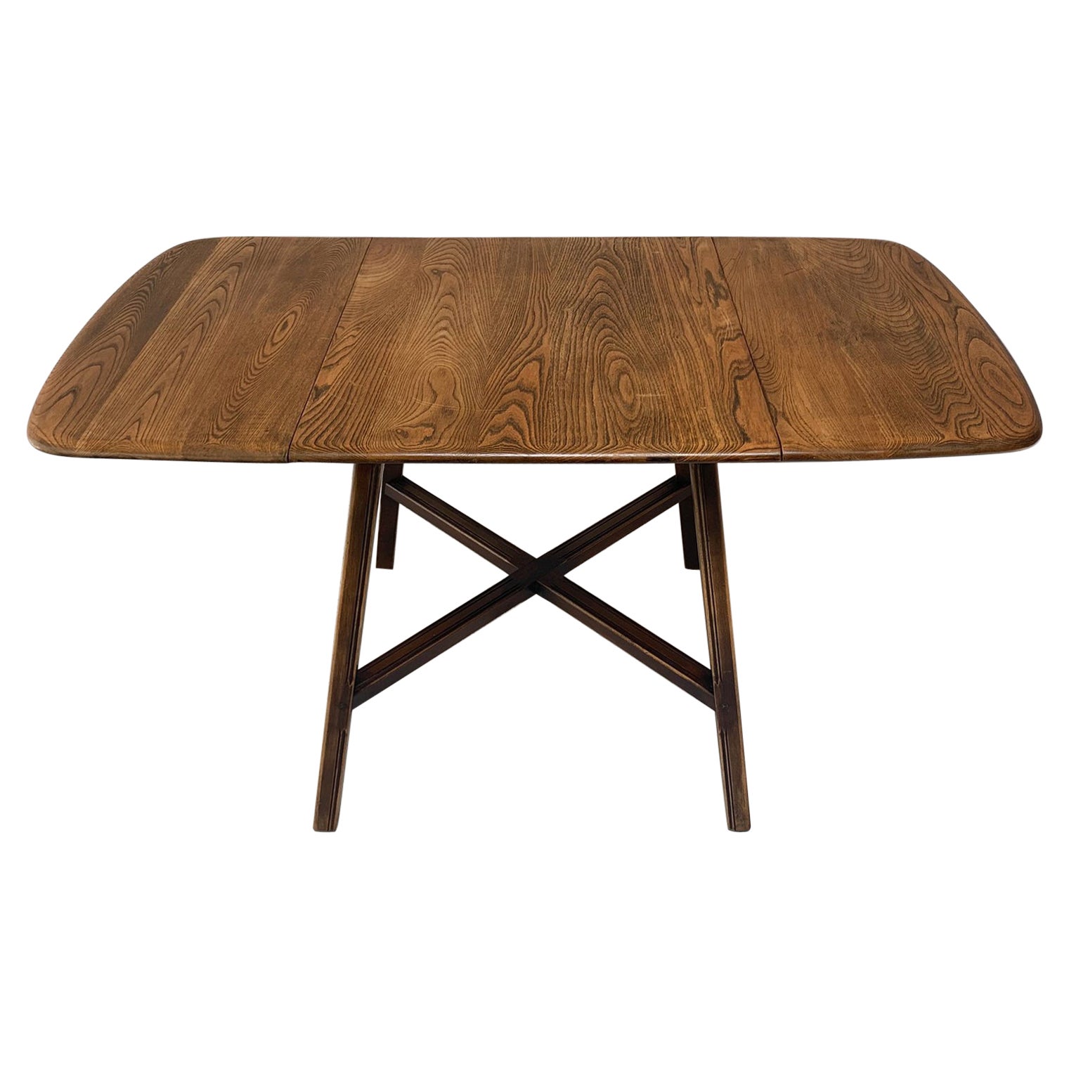 Ercol mid century ‘Old Colonial 377” blue label elm drop leaf table For ...